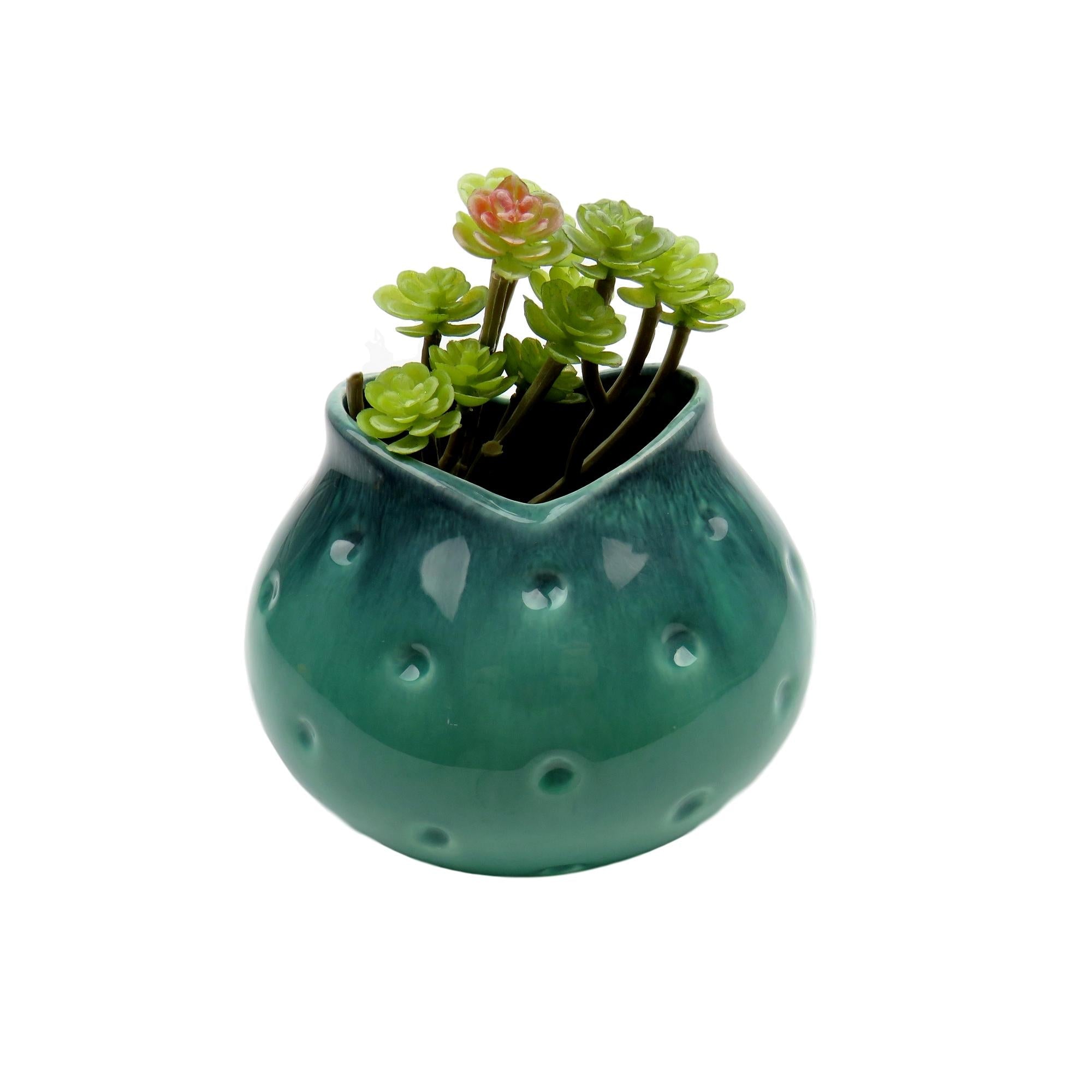 60'S Royal Haeger Drip Glaze Dimple Pottery Fish Mouth Succulent Pot R ...