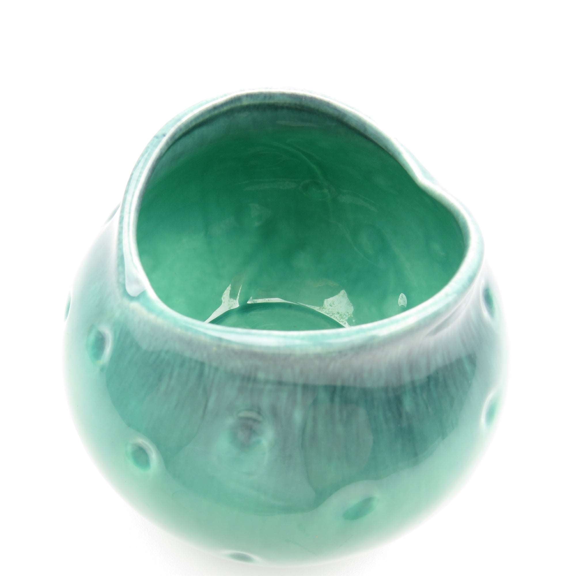 60'S Royal Haeger Drip Glaze Dimple Pottery Fish Mouth Succulent Pot R ...